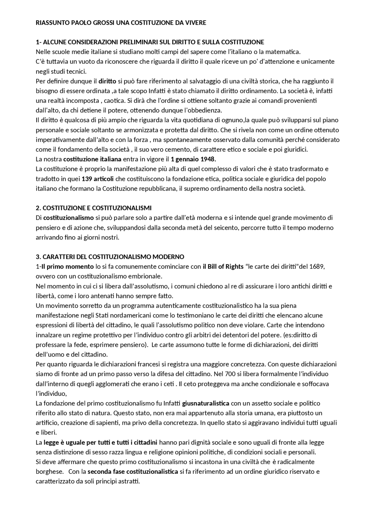 Riassuntouna Costituzione Da Vivere Docsity