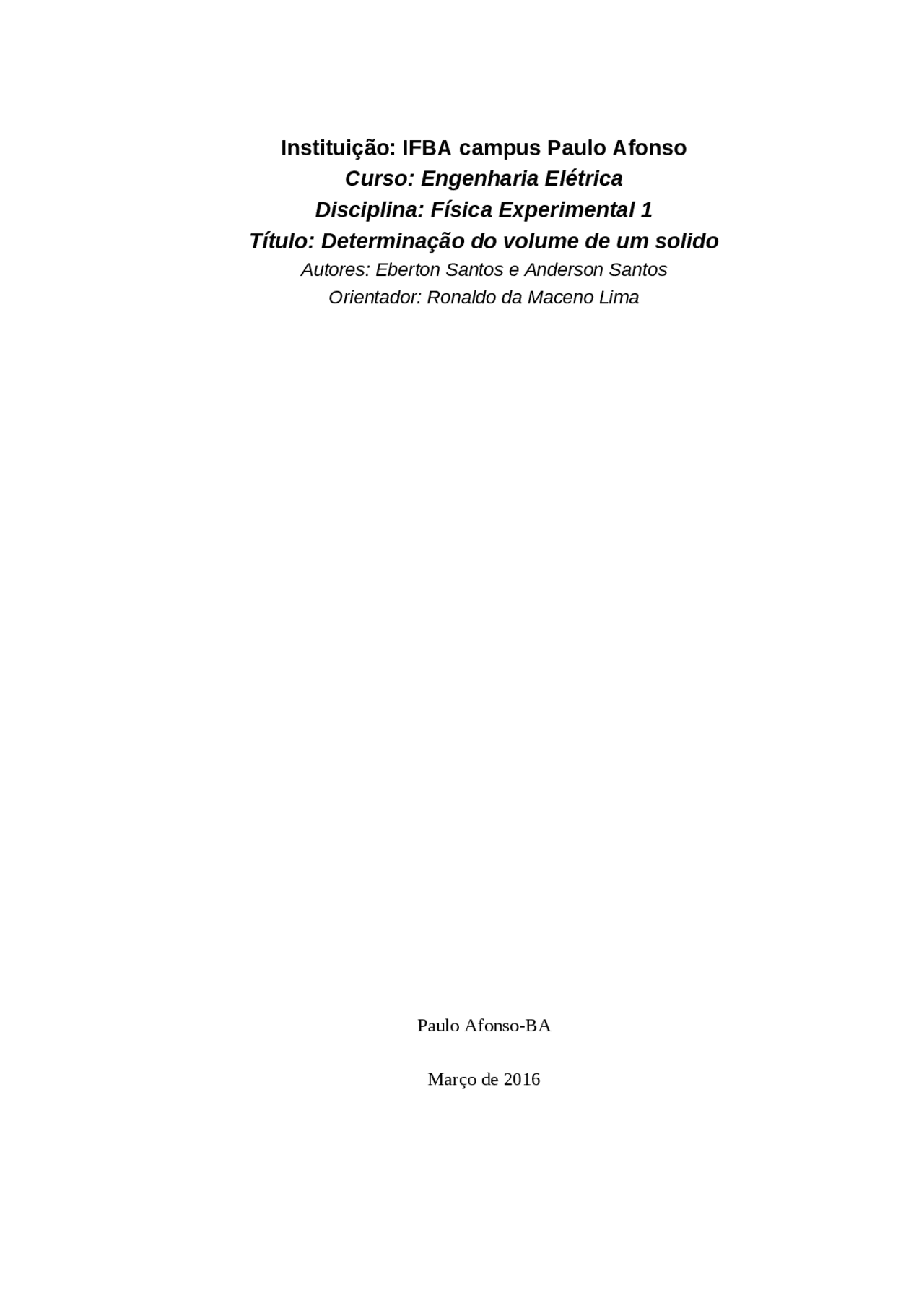 Relatorio De Física Experimental Docsity
