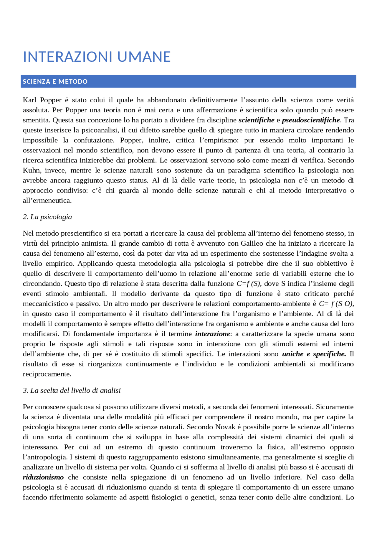 Interazioni Umane di Paolo Moderato - Docsity