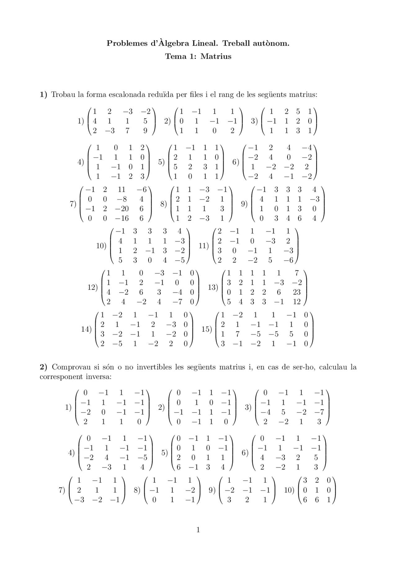 Ejercicios Algebra Lineal 1 Uibbb Docsity