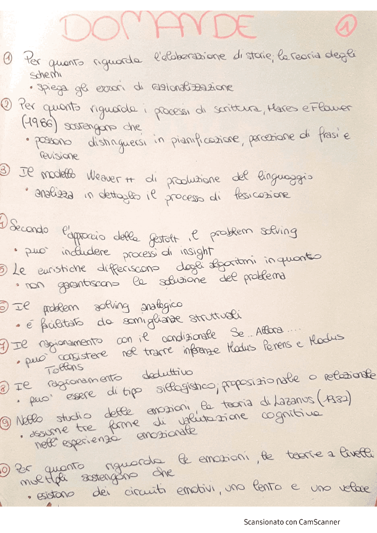 Domande Di Psicologia Generale Enrici Docsity