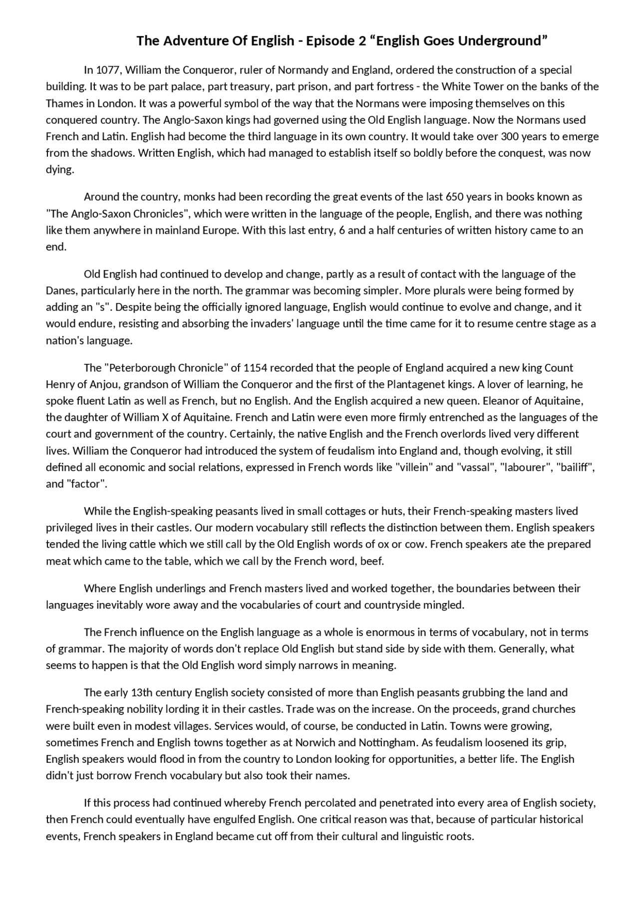 Конспект The adventures of english language - Docsity