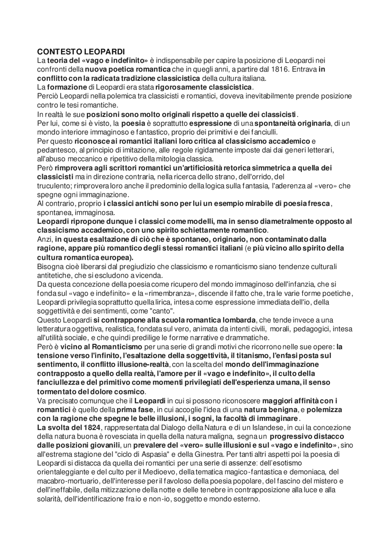 Riassunto Italiano Maturità Docsity