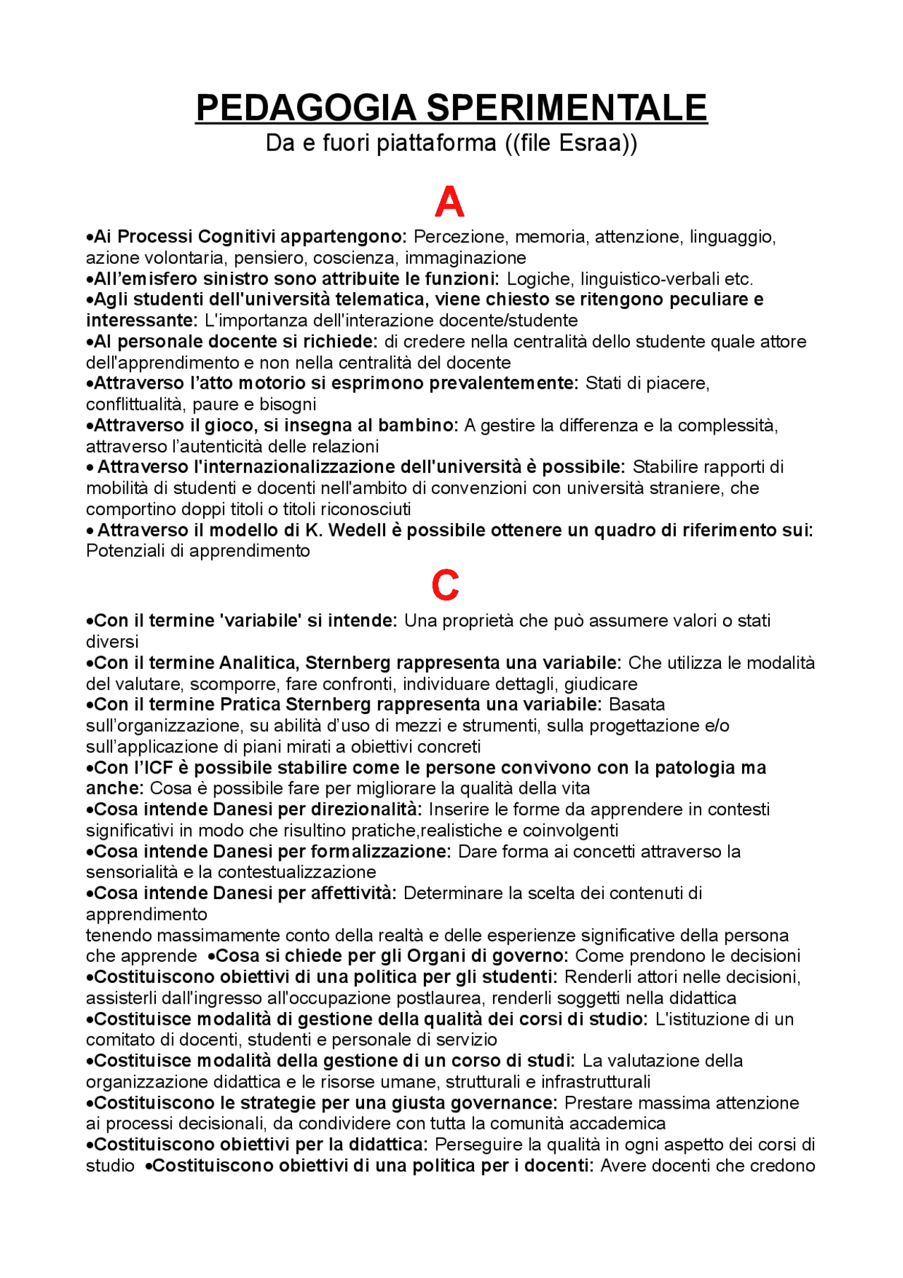 Riassunti Di Pedagogia Sperimentale Docsity
