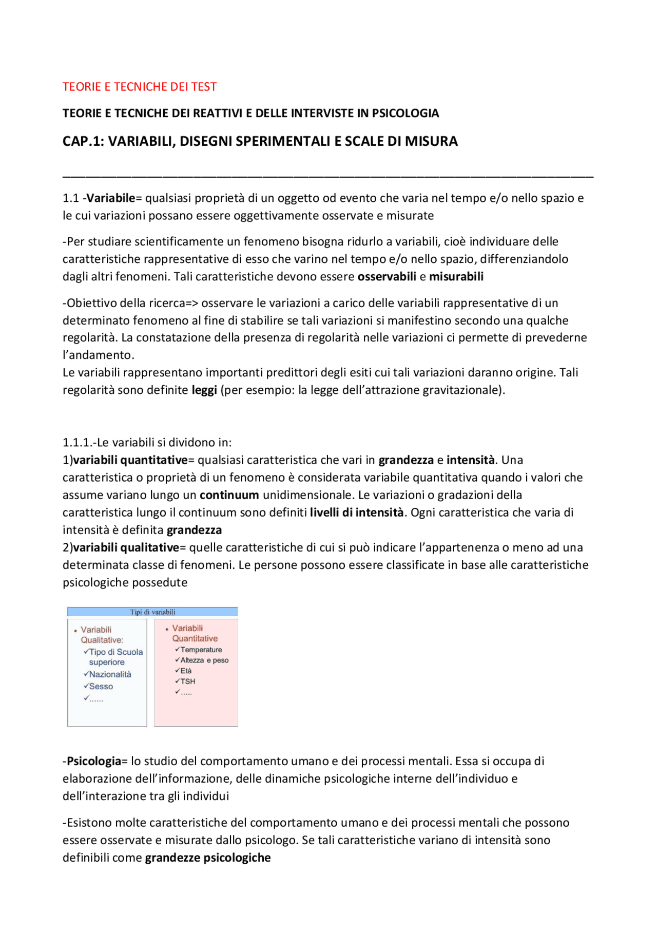 Capitolo 1 Teorie E Tecniche Psicologiche Docsity
