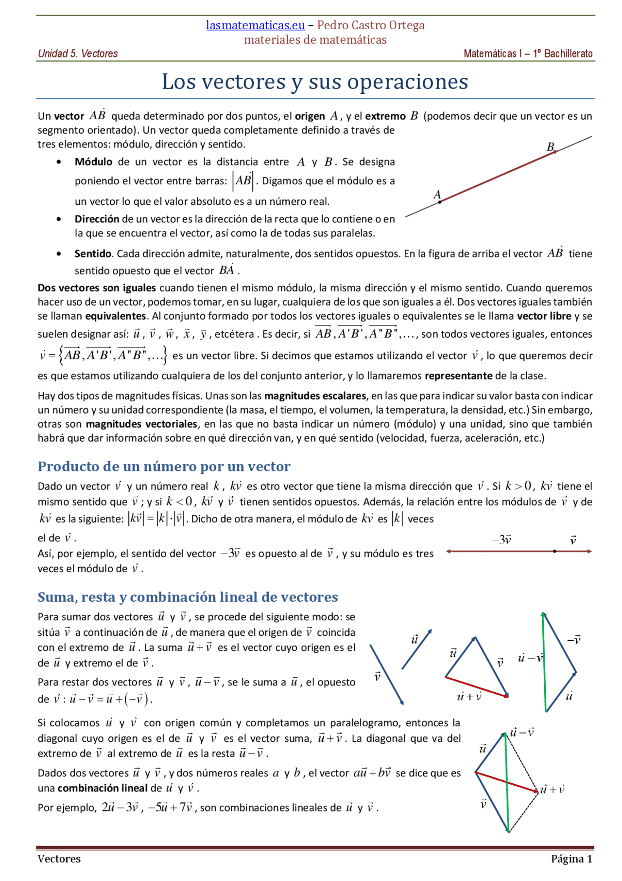Tema vectores matematiques | Diapositivas de Matemáticas | Docsity
