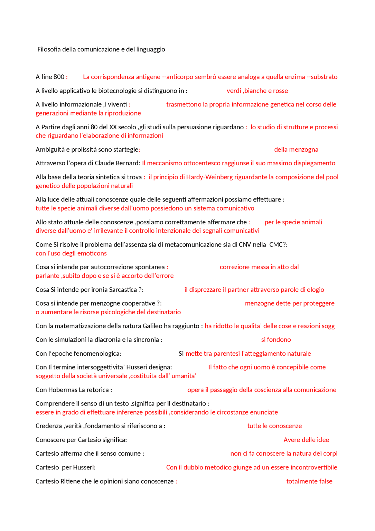 Filosofia Della Comunicazione E Del Linguaggio Test Desame Unipegaso