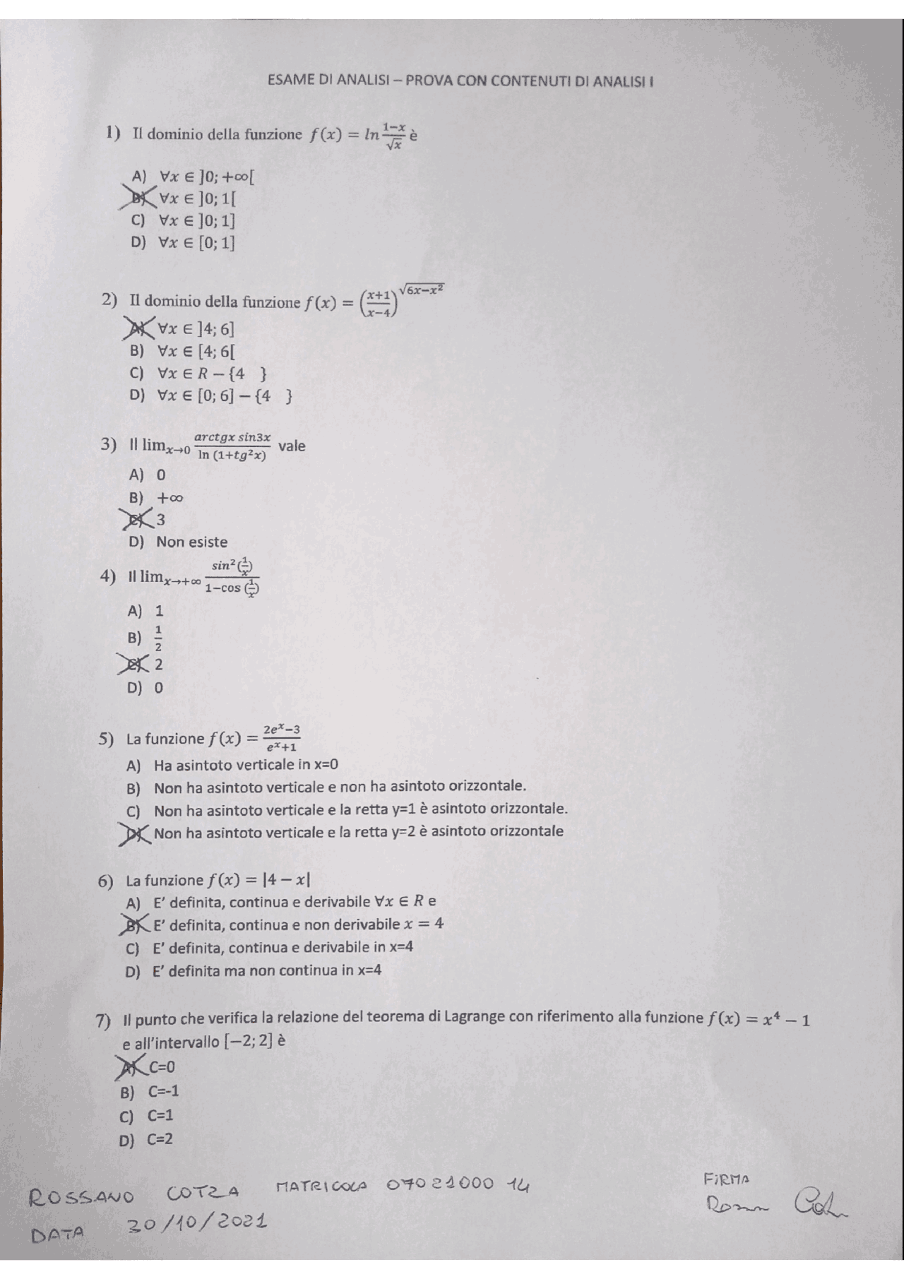 Elaborato Esame 1 Analisi 1 Docsity