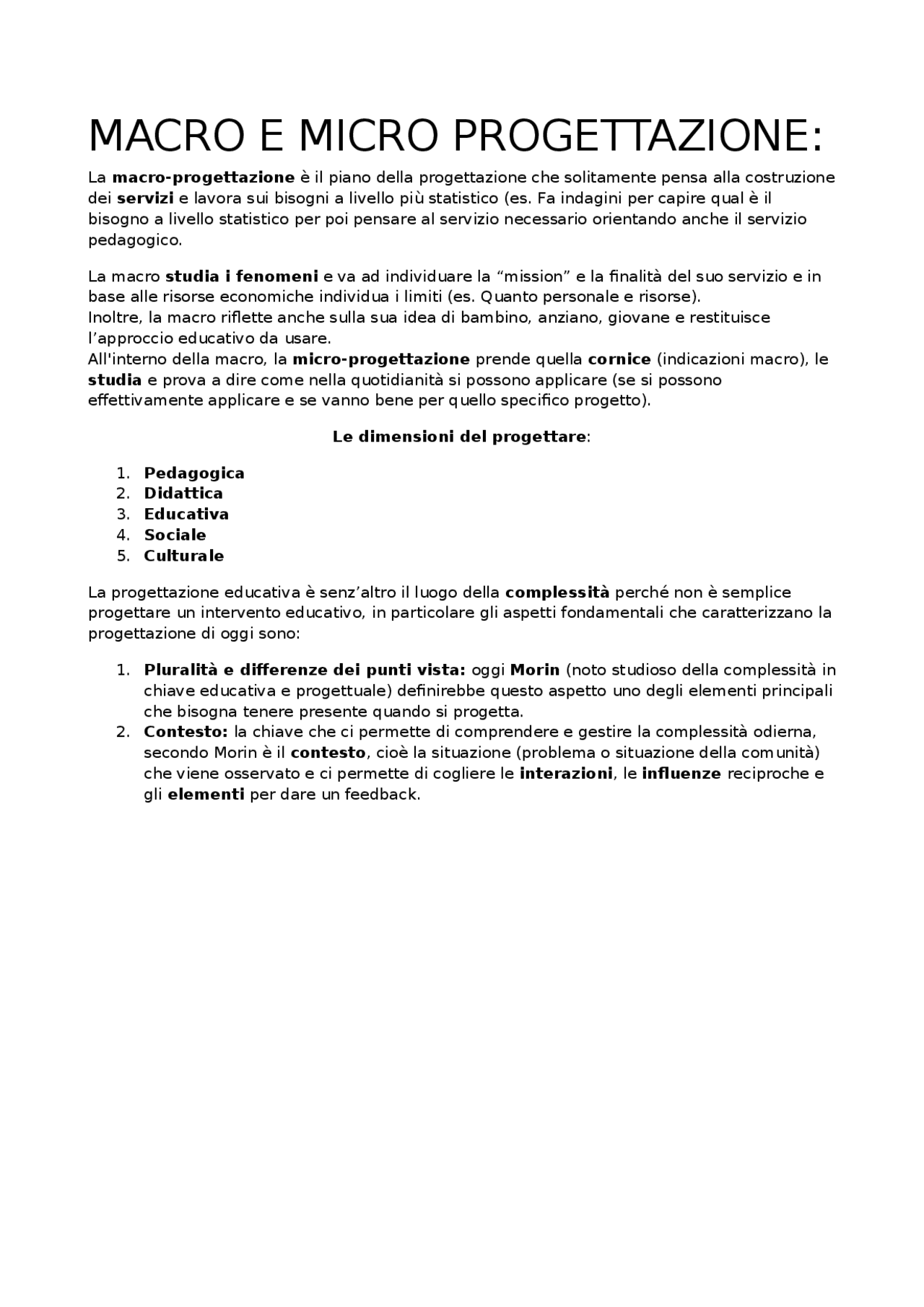 Macro E Micro Progettazione Docsity