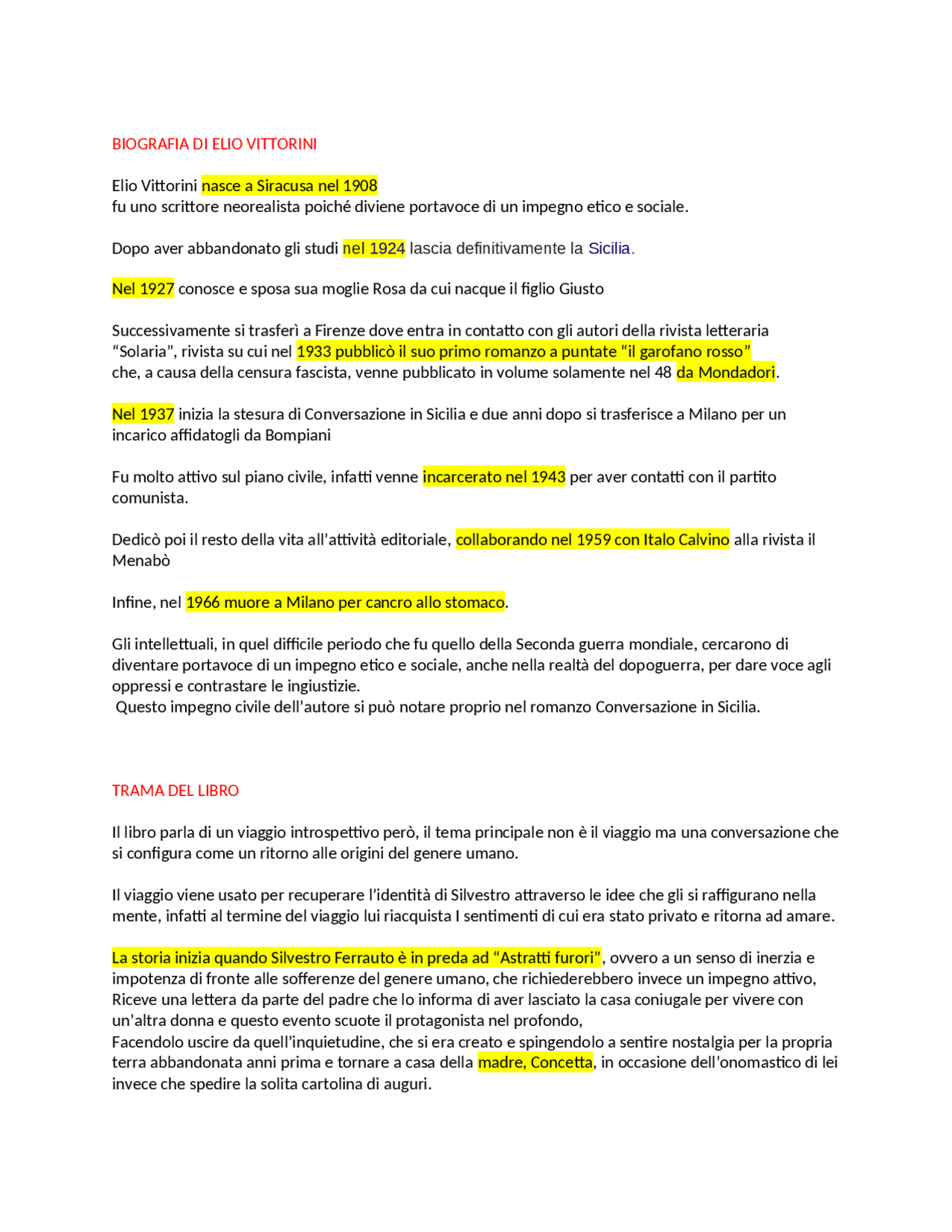 Riassunto Conversazione In Sicilia Elio Vittorini Docsity