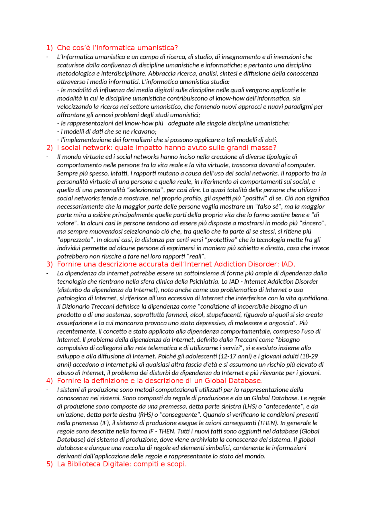 Linformatica Umanistica Docsity