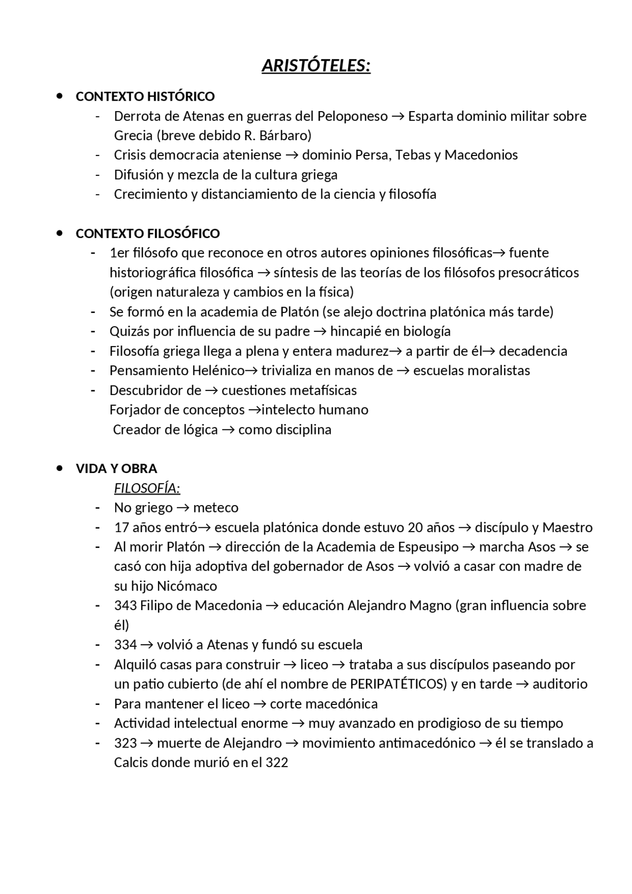 Aristóteles Apuntes Reducidos Docsity