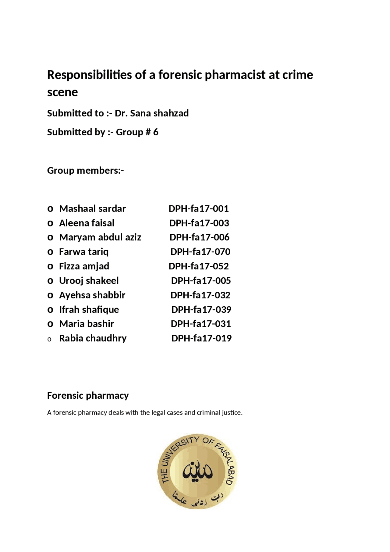 Role of forensic pharmacist at crime scenes | Study notes Forensics ...