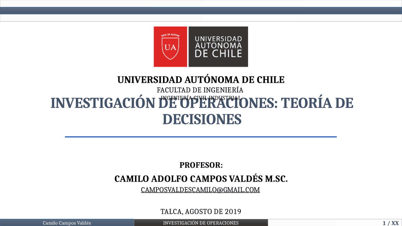 Teoría de Decisiones: Investigación de Operaciones | Diapositivas de ...