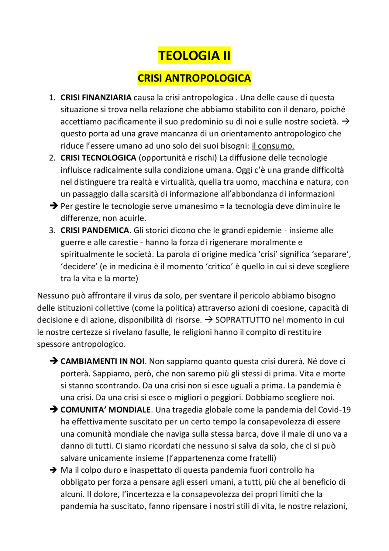 Teologia Ii Appunti Docsity