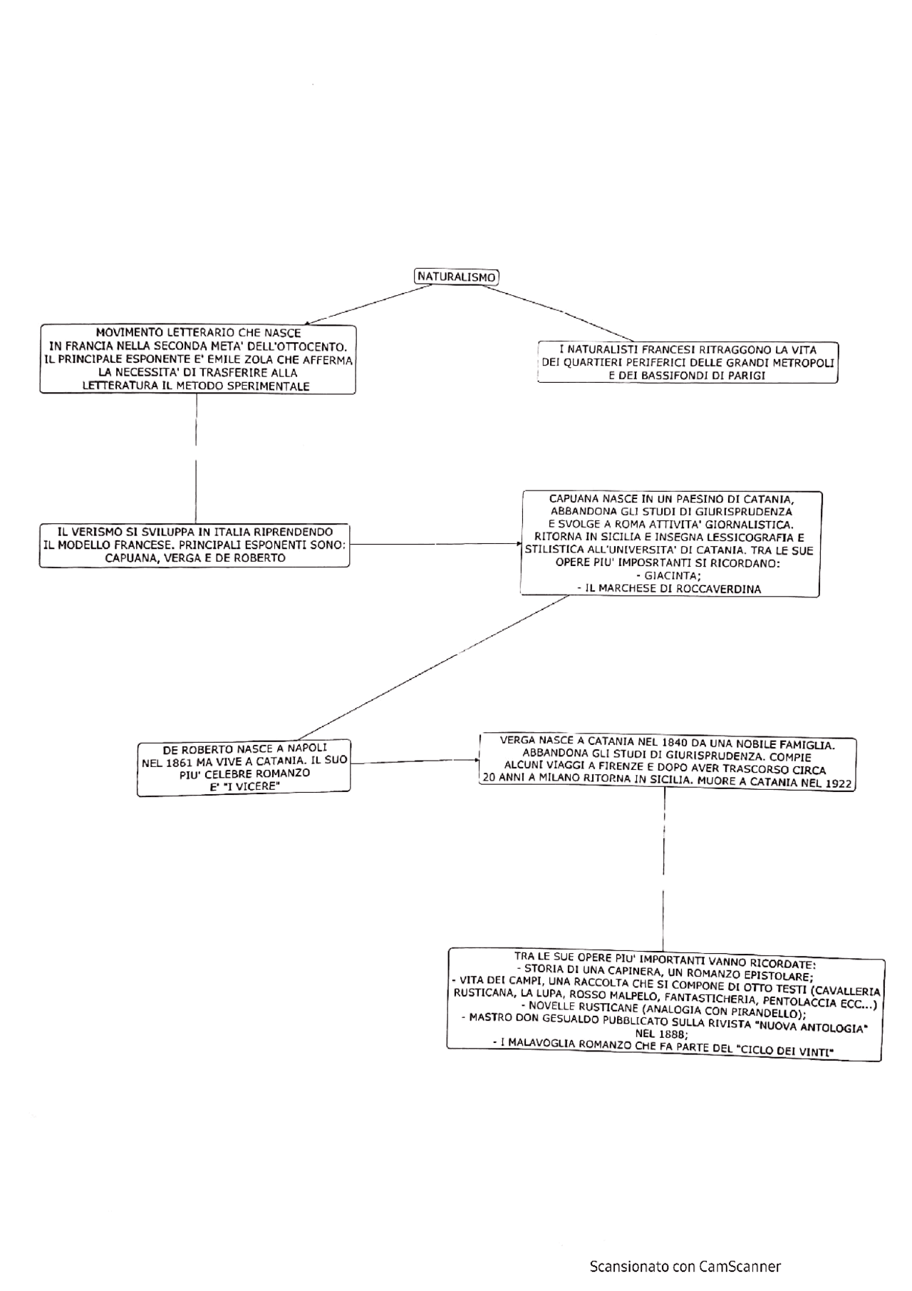 Naturalismo, mappa concettuale | Schemi e mappe concettuali di Italiano ...