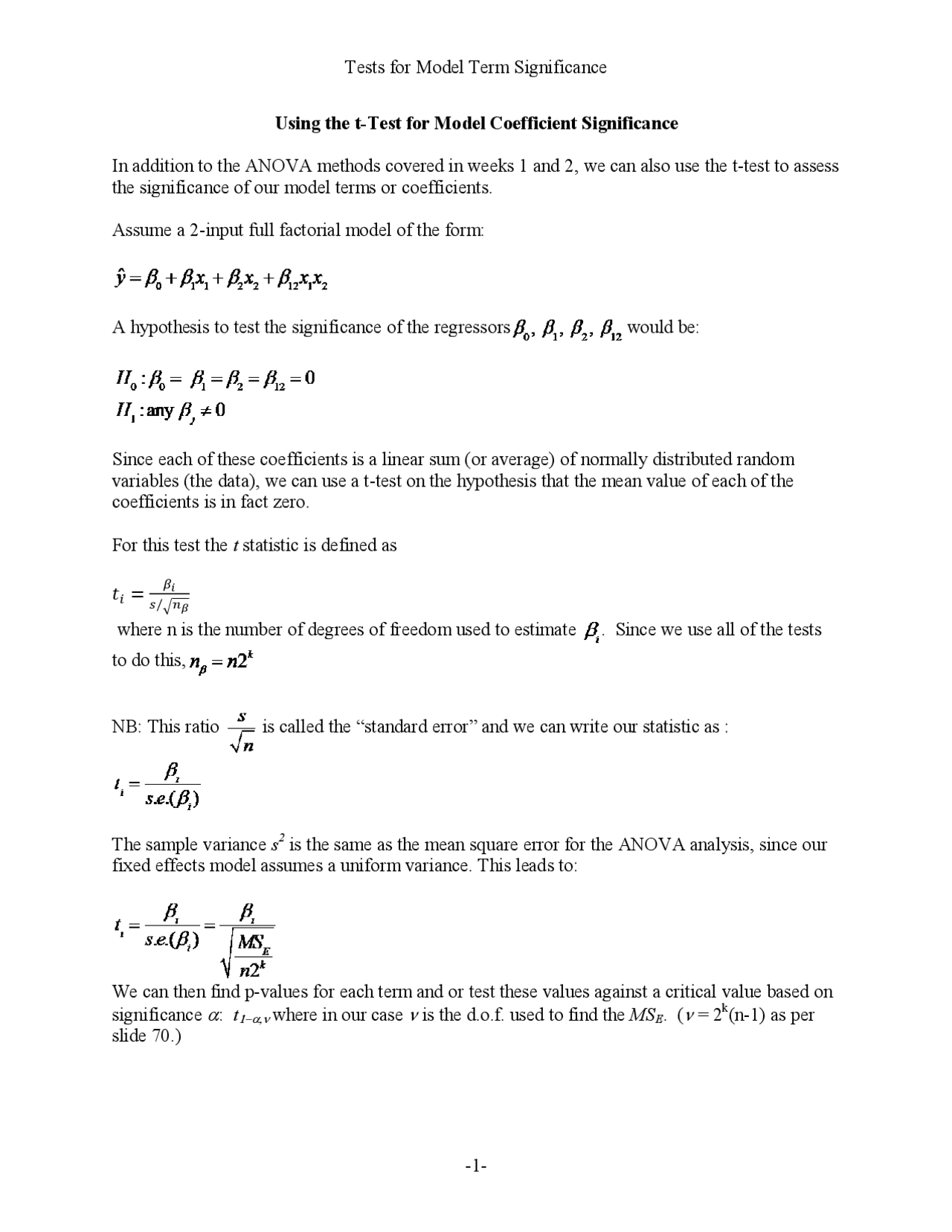 Test For Significance Docsity
