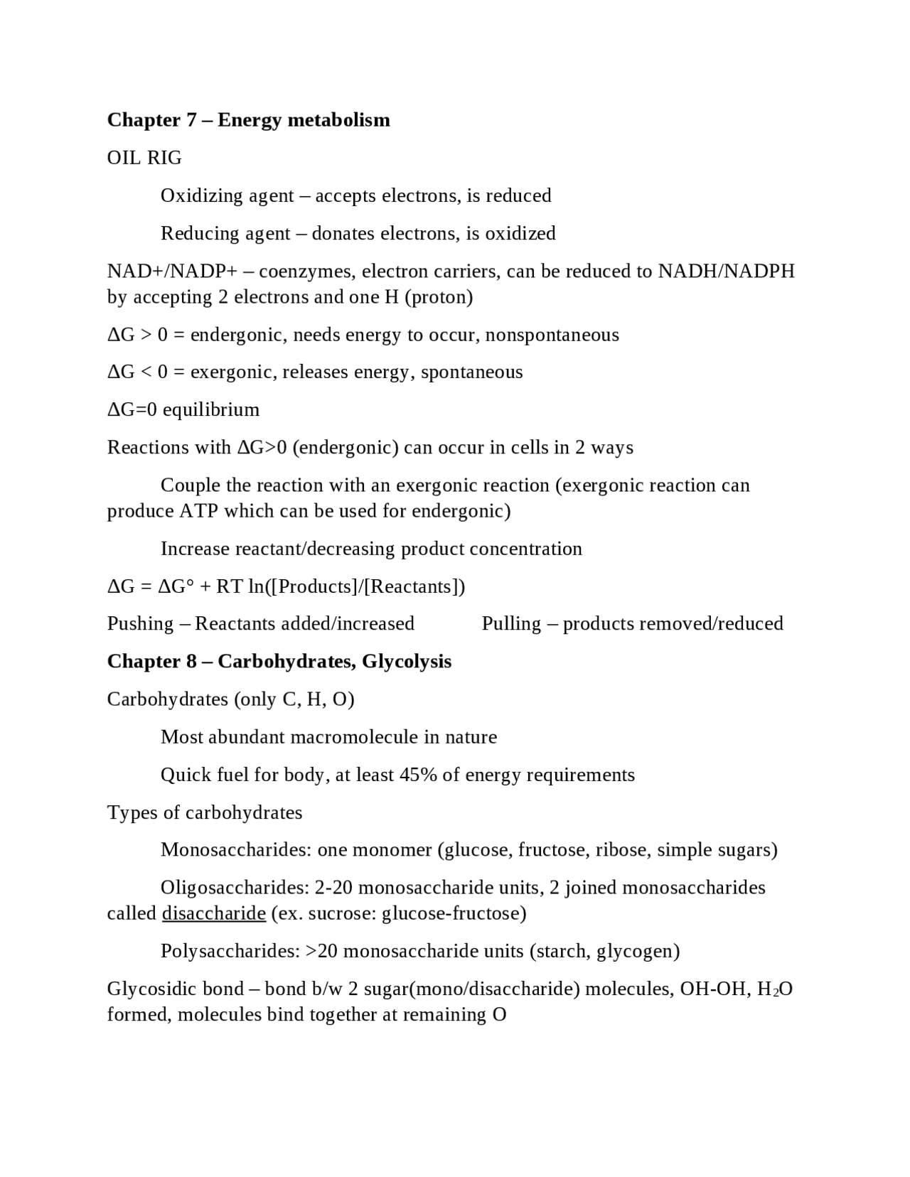 Biochemistry study guides | Cheat Sheet Biochemistry | Docsity