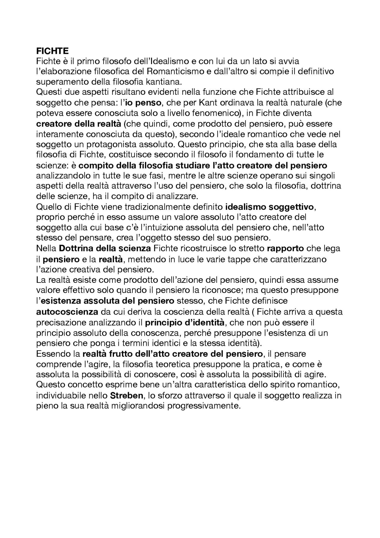 Johann Gottlieb Fichte Docsity