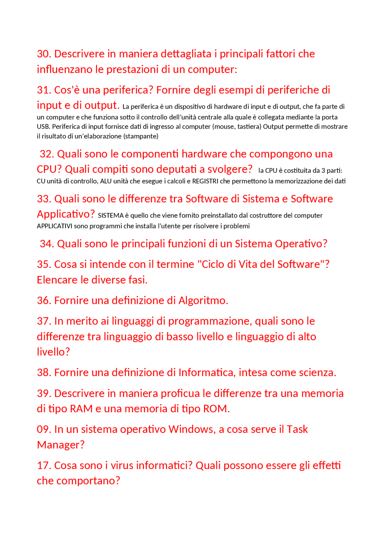 Risposte Aperte Informatica Docsity