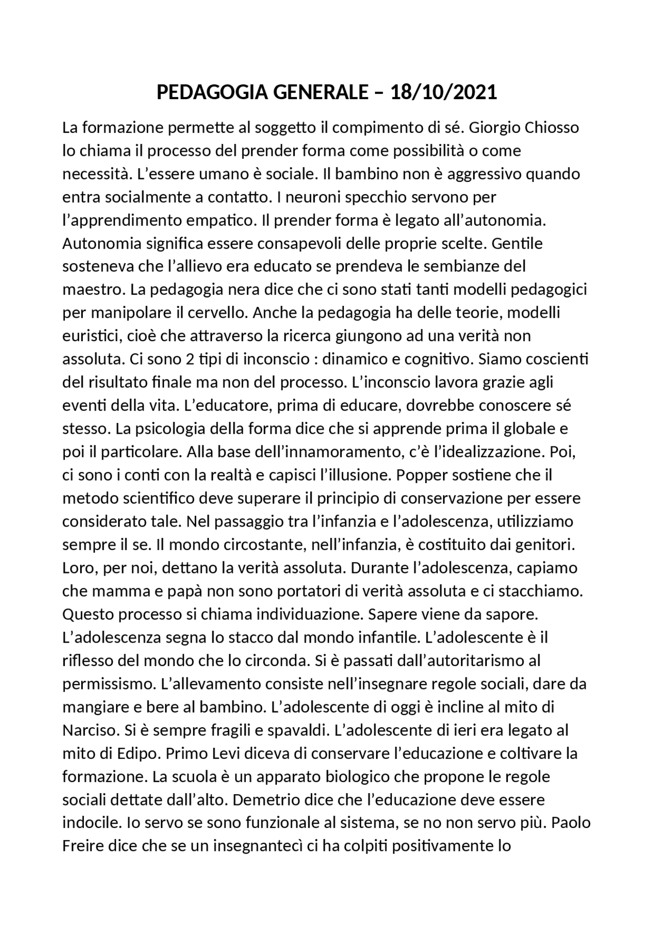Appunti Di Pedagogia Generale Docsity