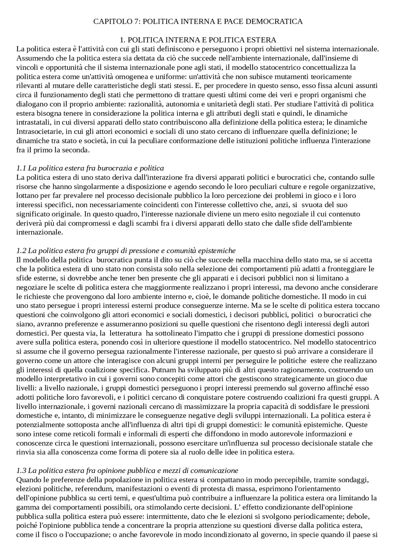 Riassunto Capitolo 7 Docsity
