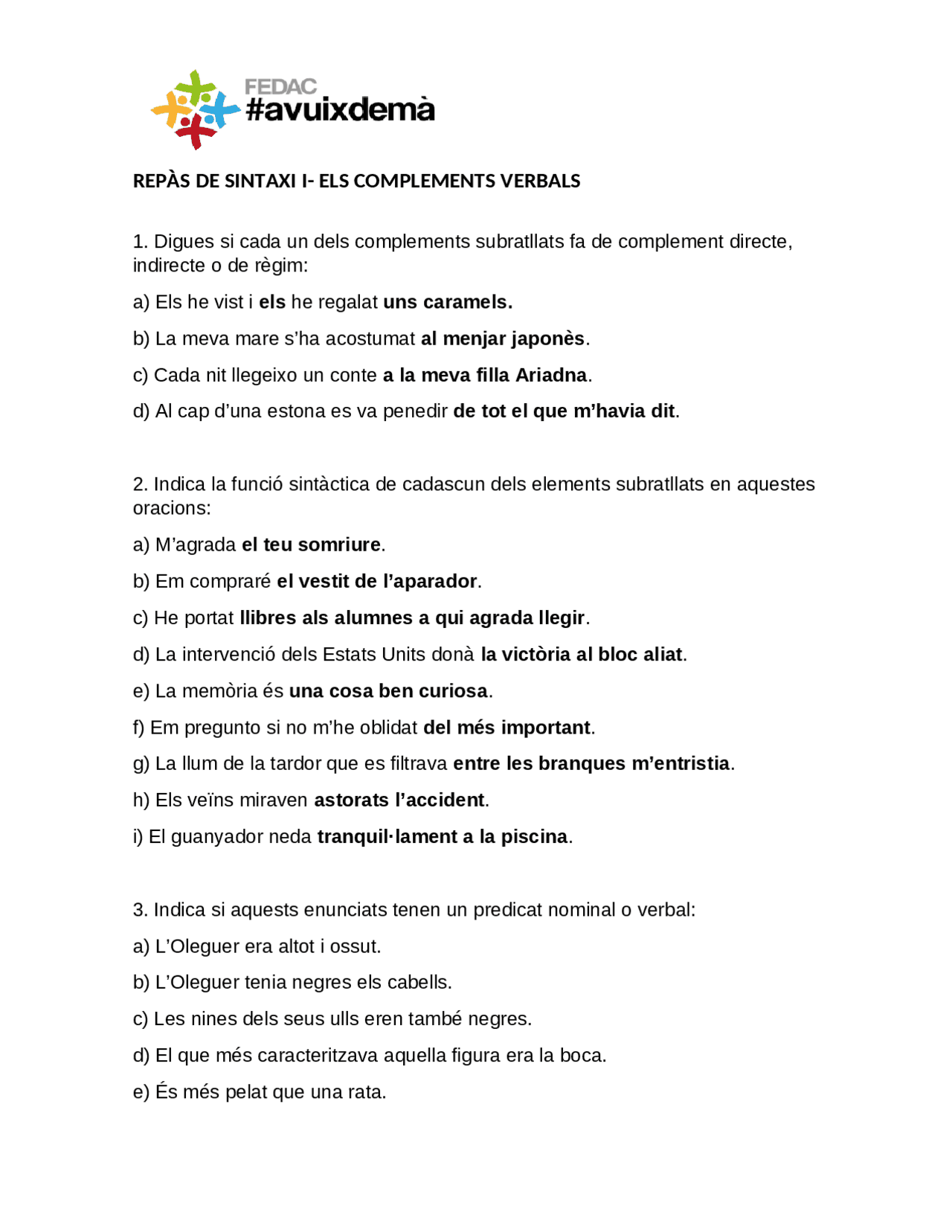 Complementos verbales_repaso sintaxis - Docsity