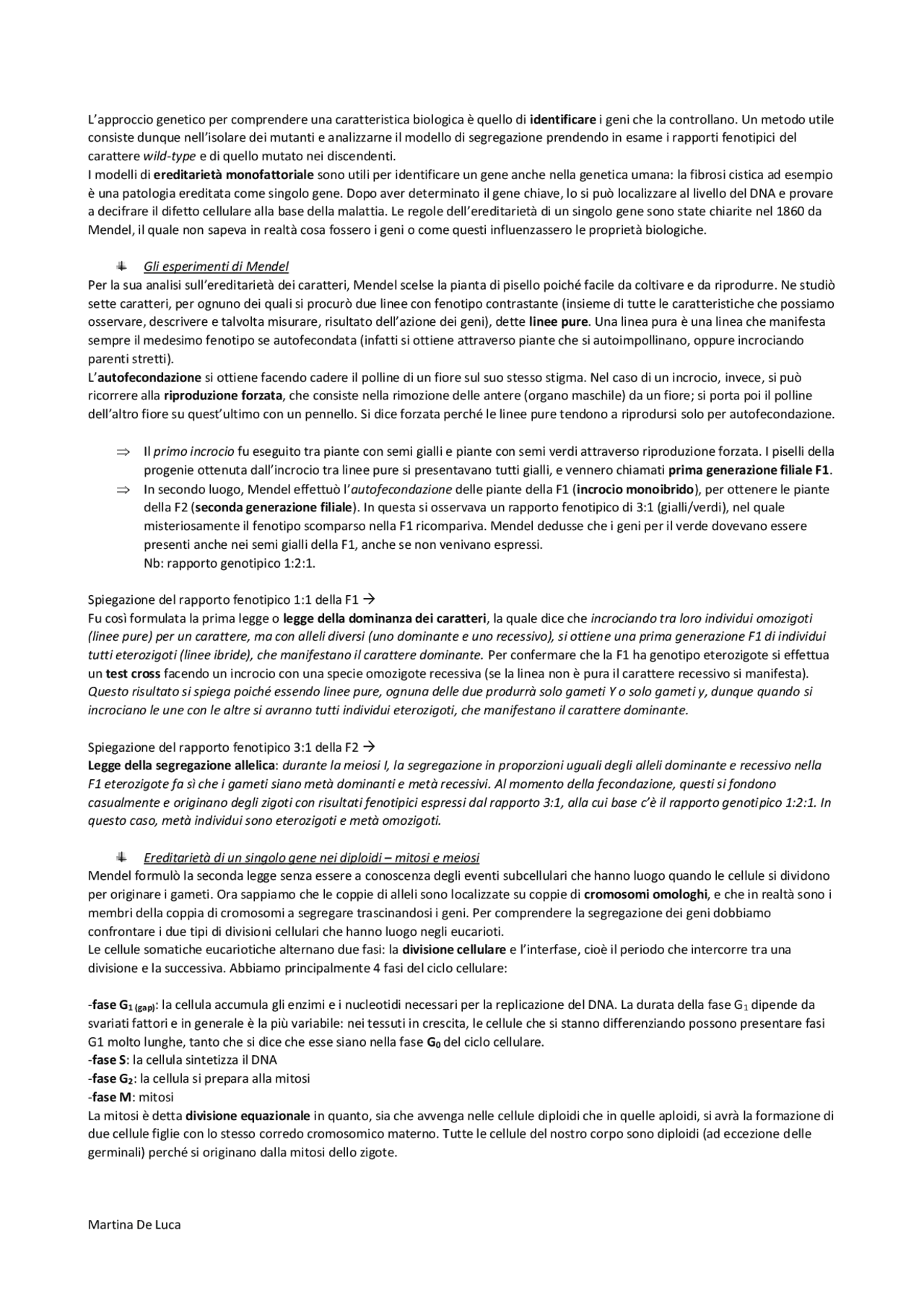 Riassunto Completo Del Corso Di Genetica Umana Docsity