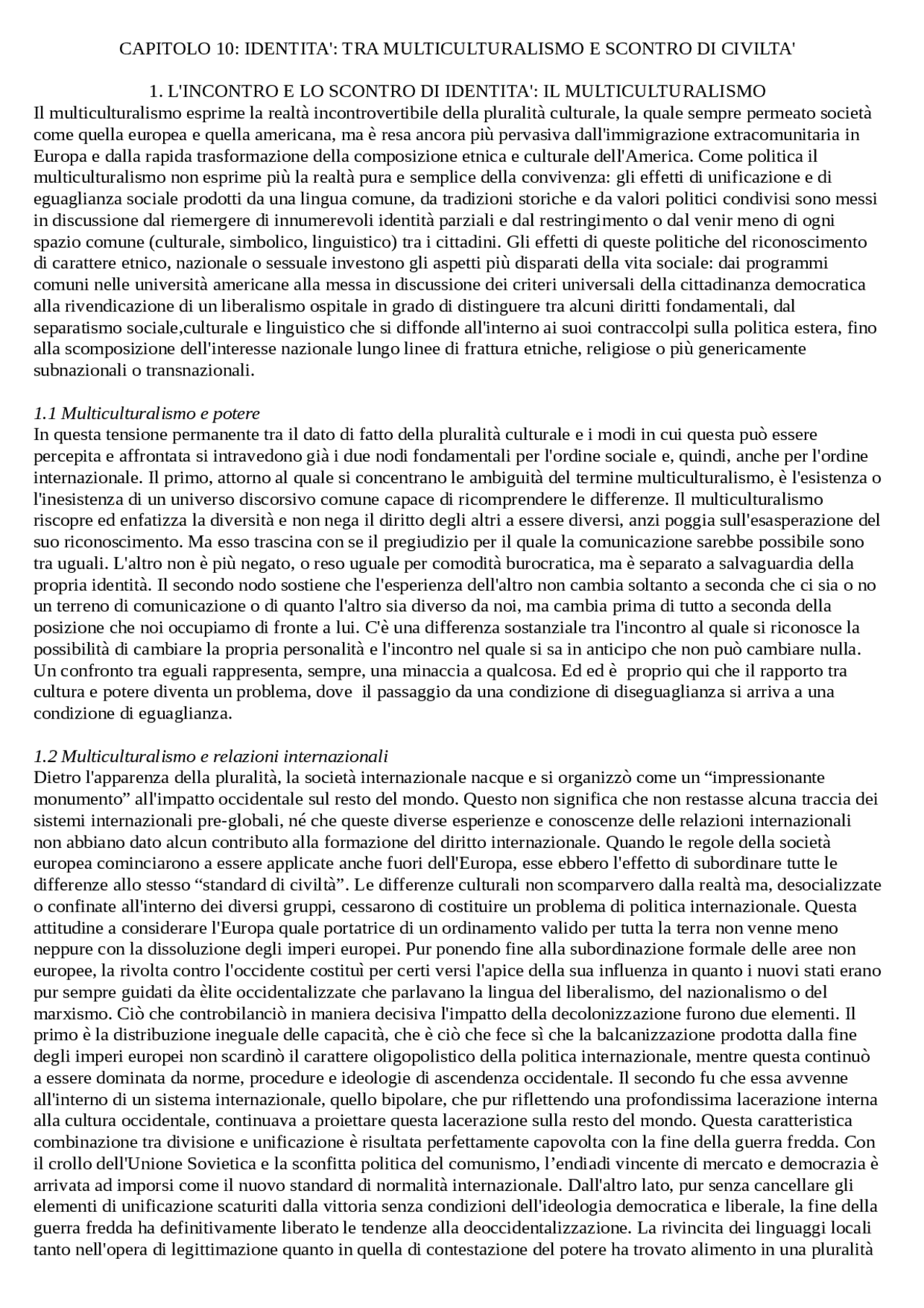 Riassunto Capitolo 10 Docsity