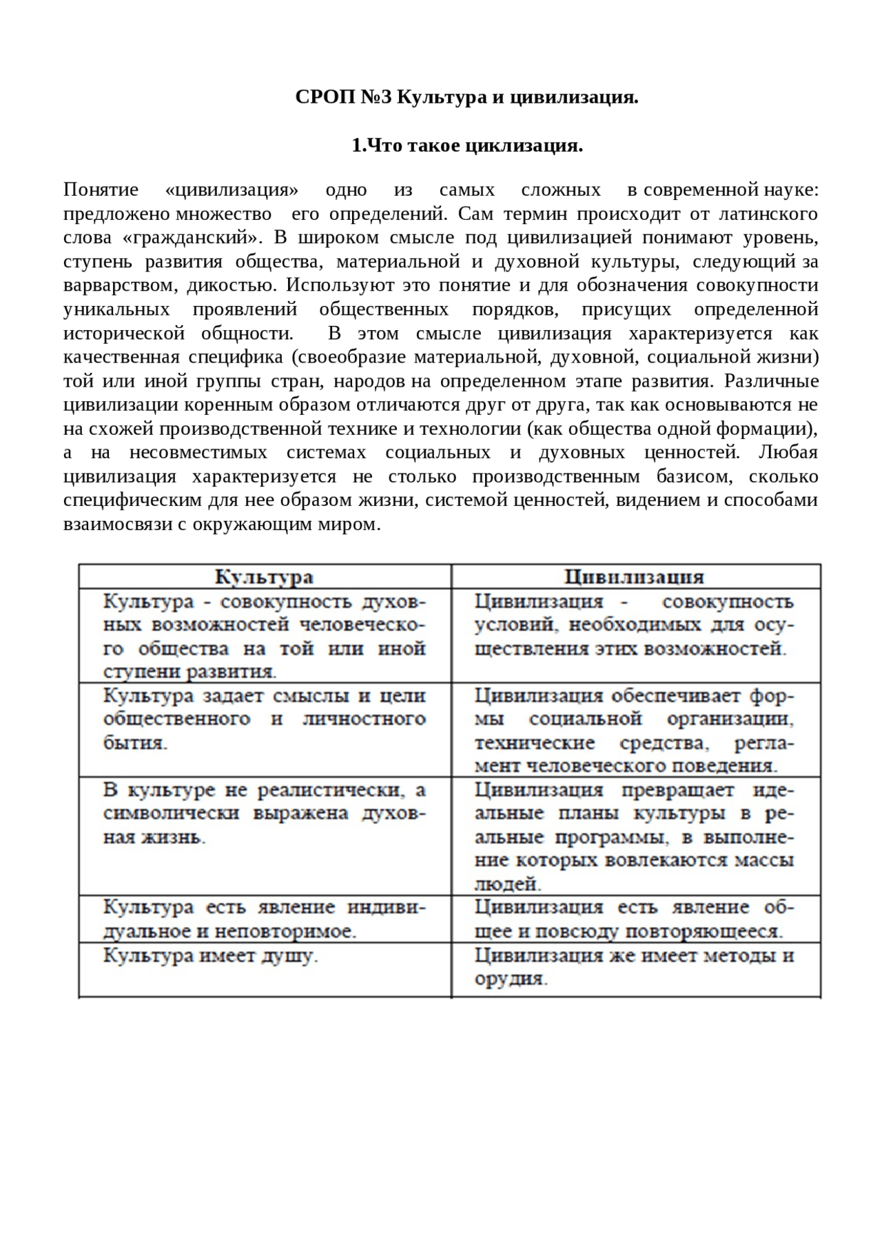 СРОП №3 Культура и цивилизация Docsity