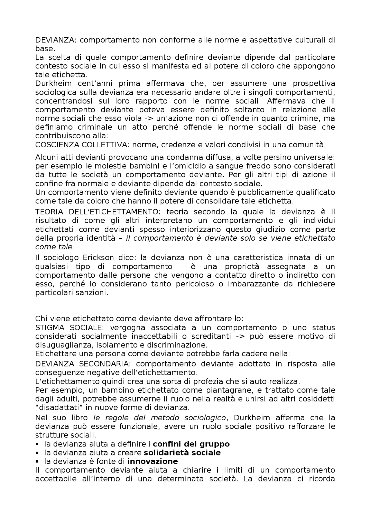 Devianza Appunti Libro Sociologia Generale Docsity