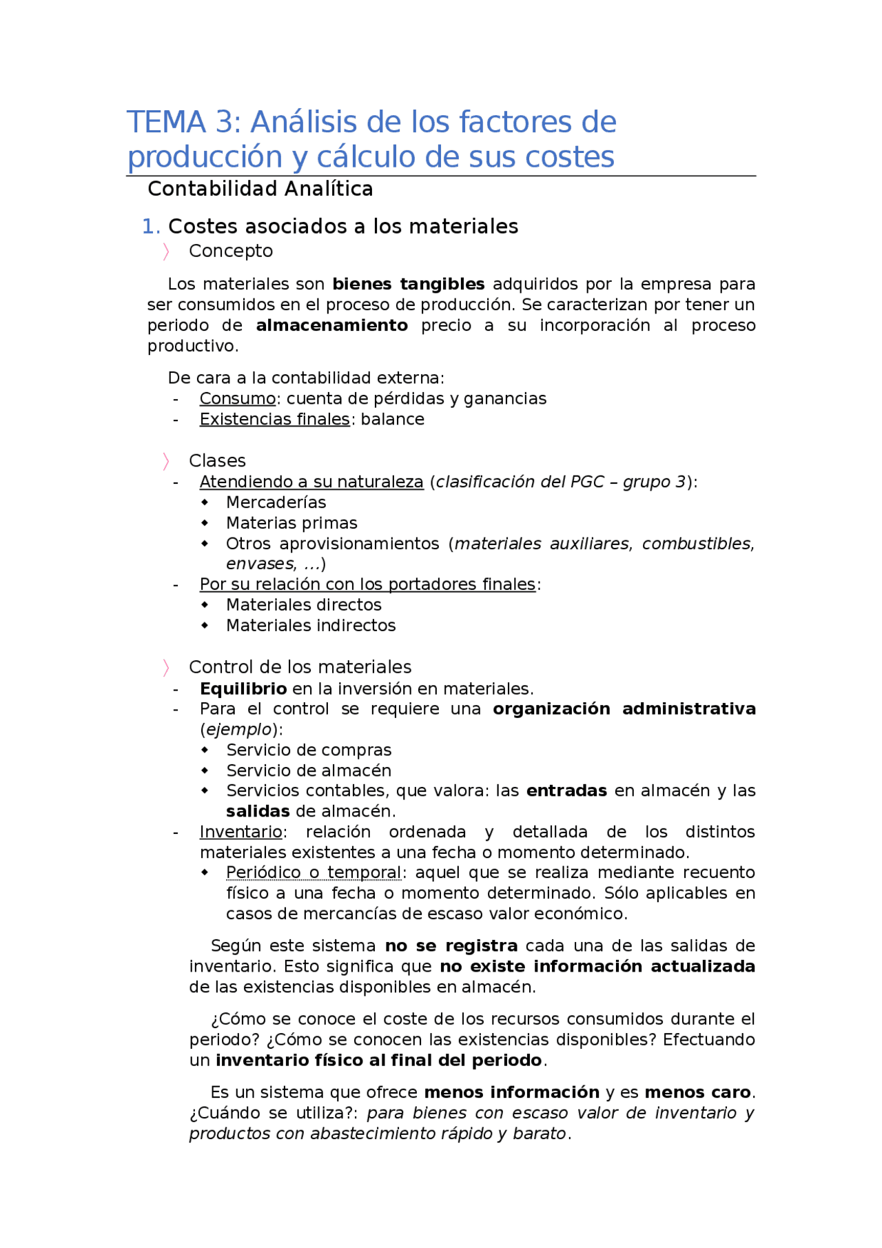 TEMA 3 Contabilidad analítica - Docsity