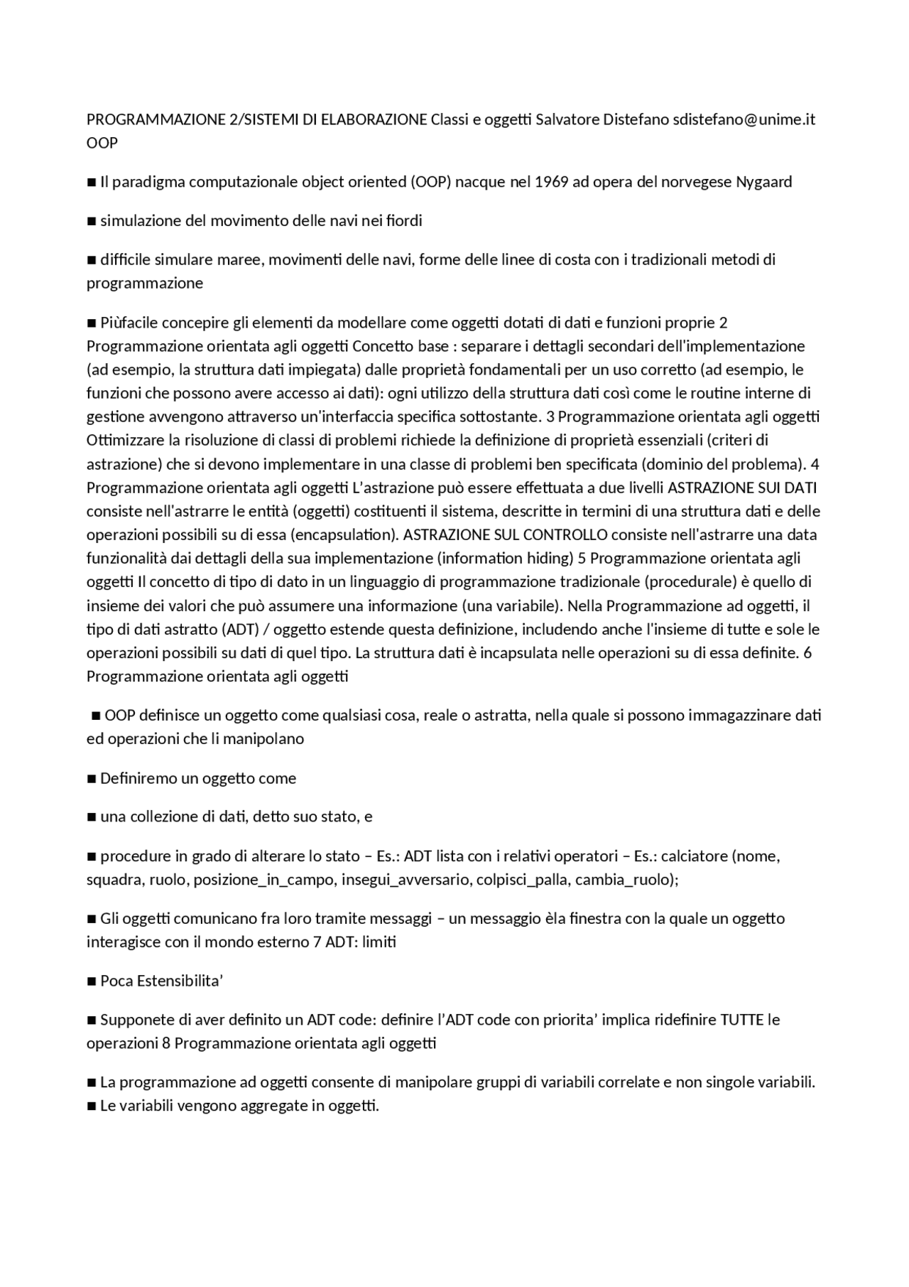 Java Programmazione Orientata Ad Oggetti Schemi E Mappe Concettuali