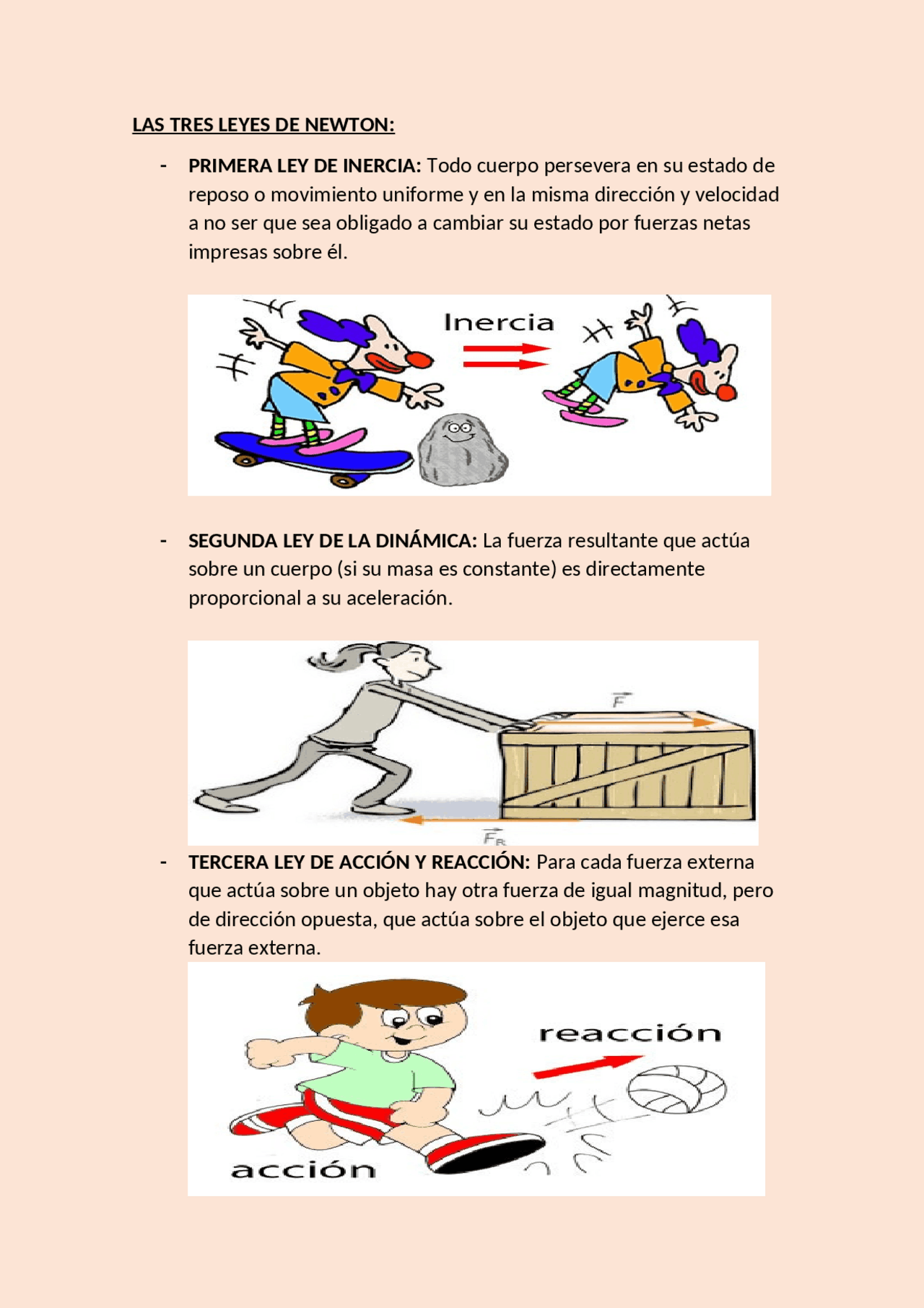 Las tres leyes de Newton. - Docsity