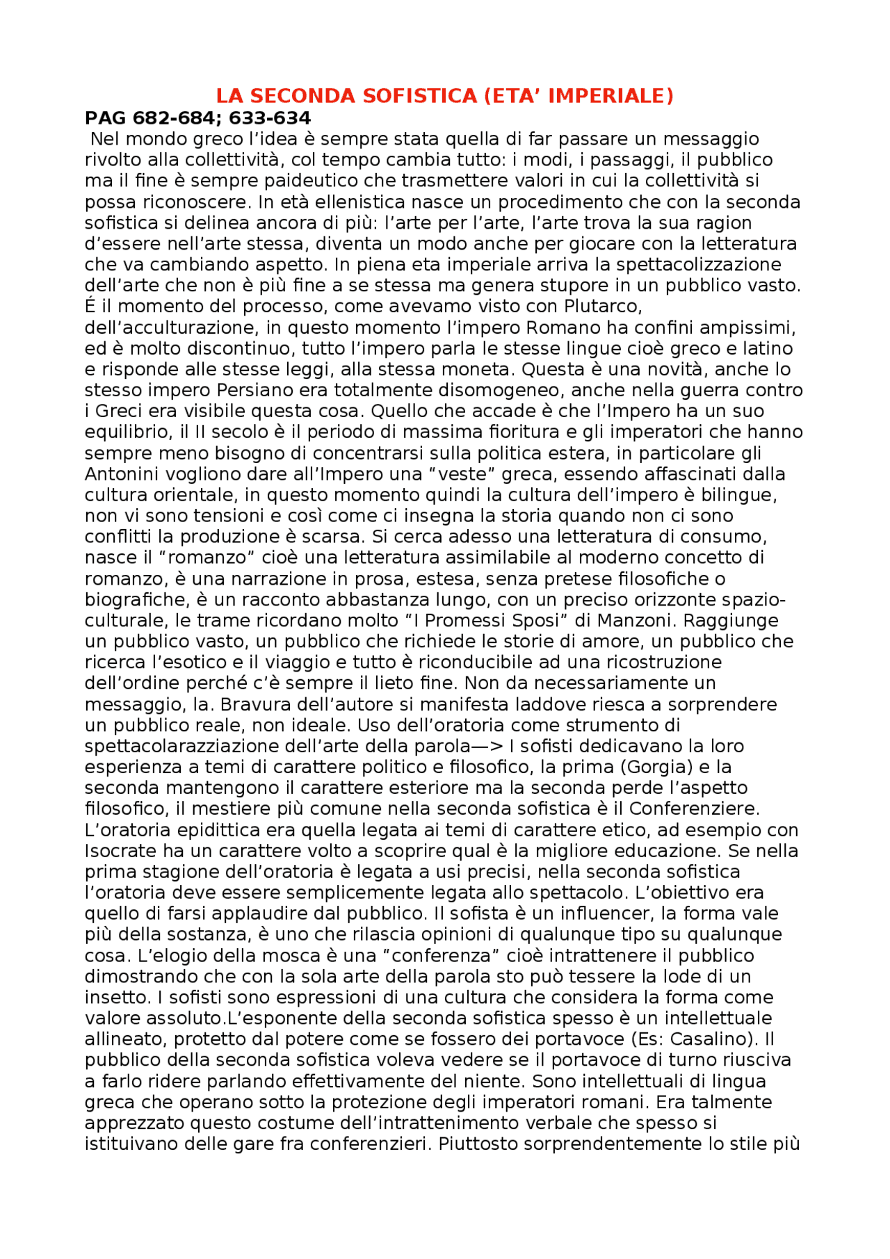 Appunti sulla seconda sofistica - Docsity