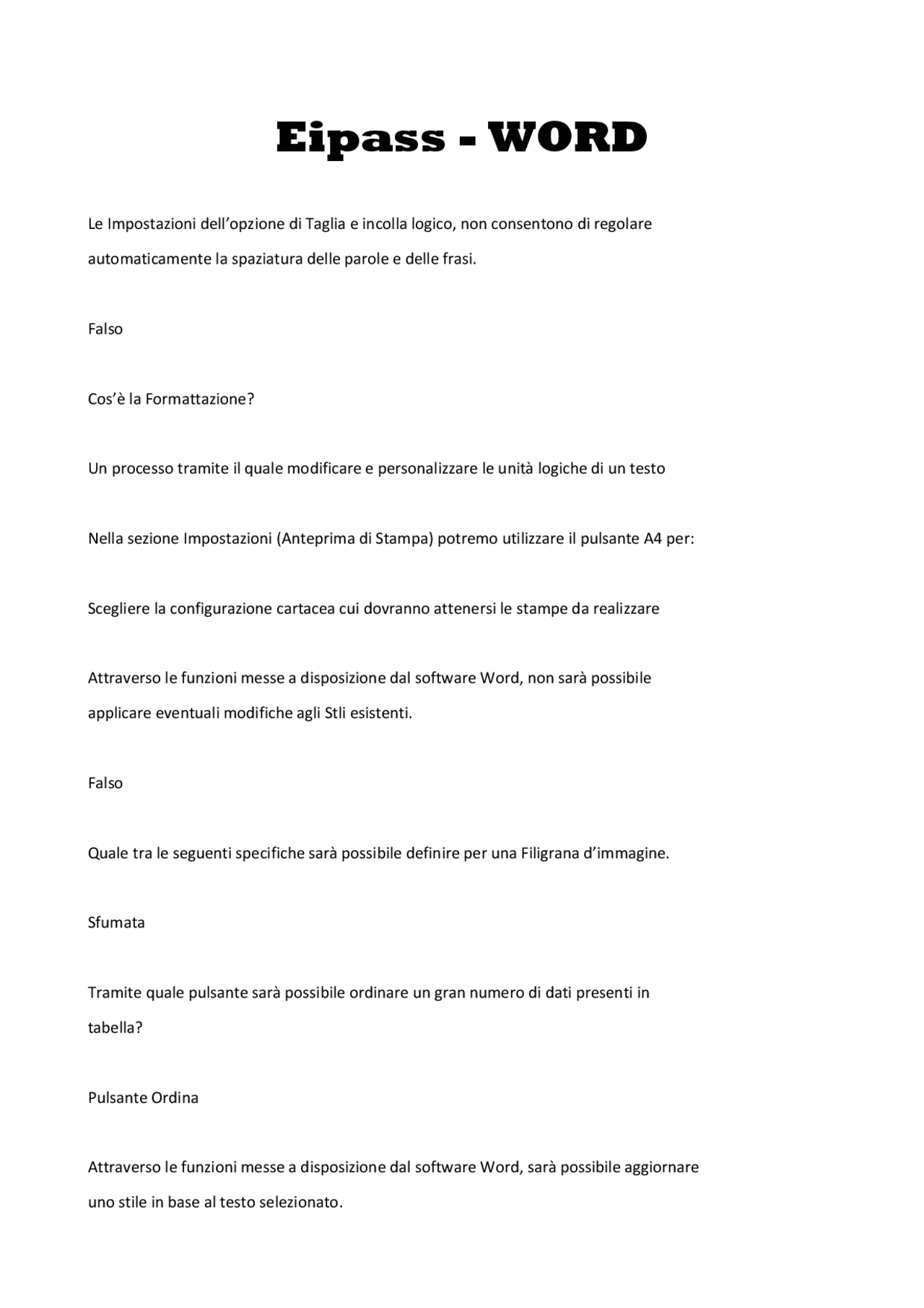 Eipass Progressive Word - Docsity