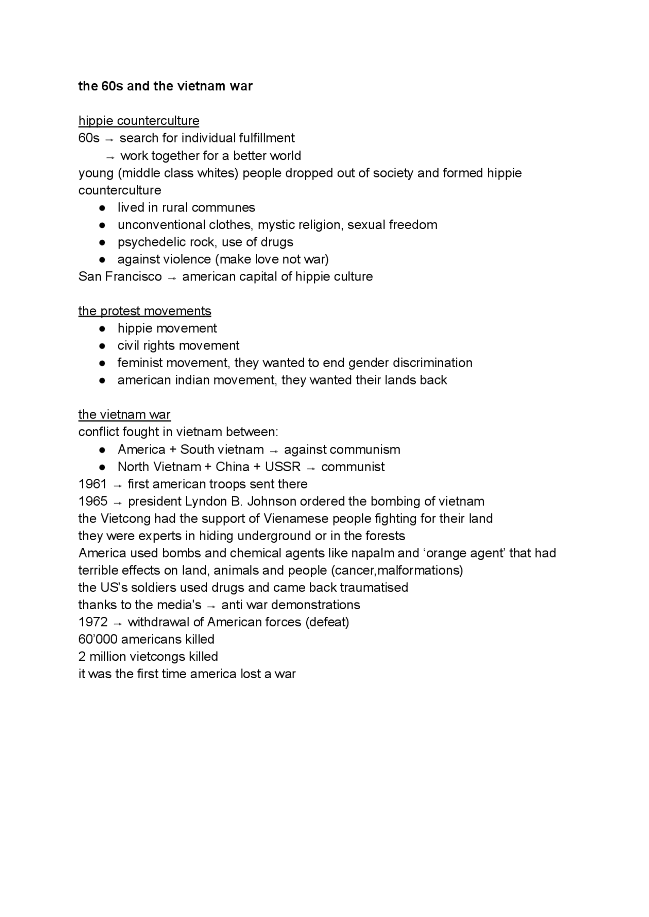 The 60s and the vietnam war - Docsity