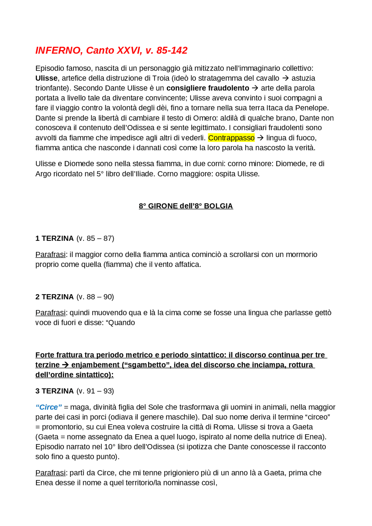 INFERNO, Canto XXVI, v. 85-142 - Docsity