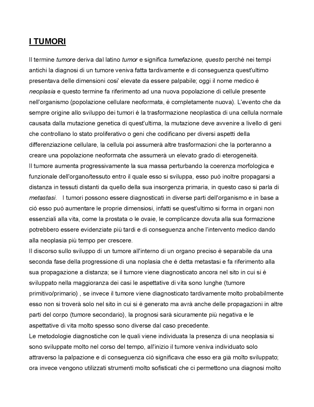 Appunti Generali Inerenti Ai Tumori Docsity