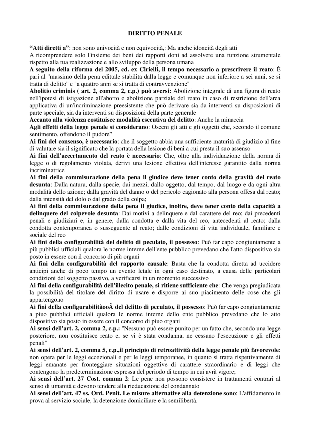 Prove Di Esame Completo Diritto Penale Scienze Giuridiche Mercatorum