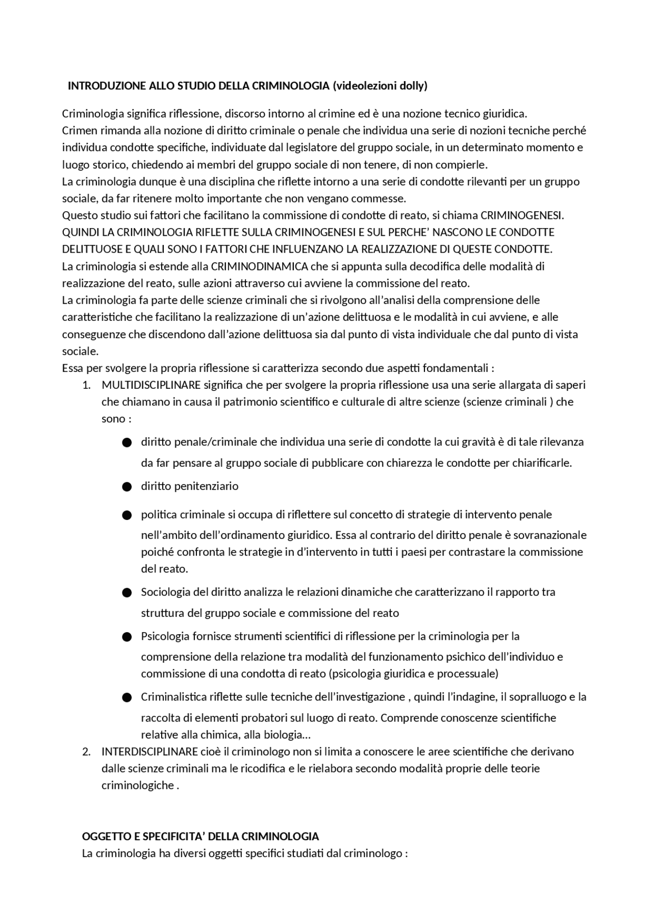 Riassunto Compendio Di Criminologia E Videolezioni Docsity