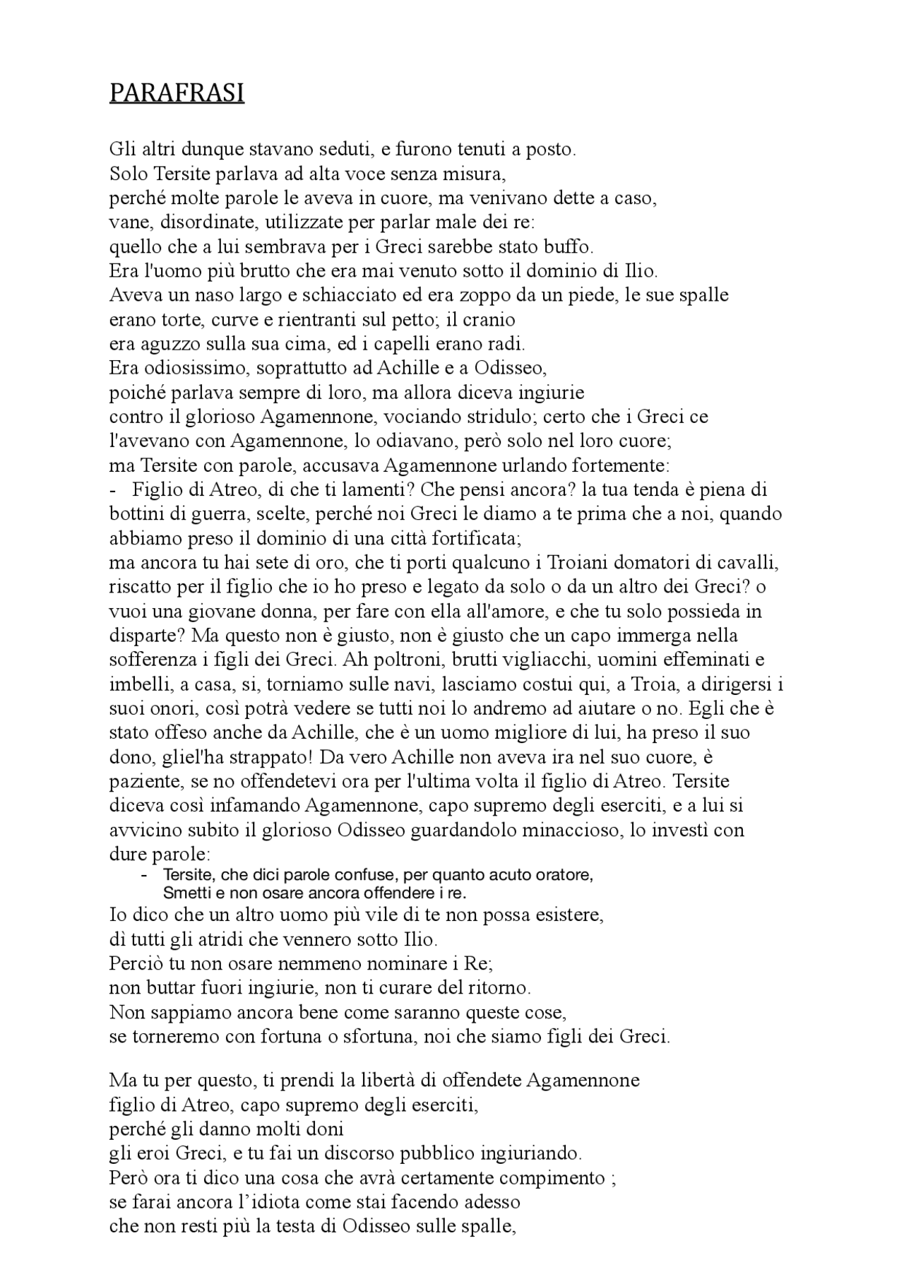 Parafrasi di italiano - Docsity