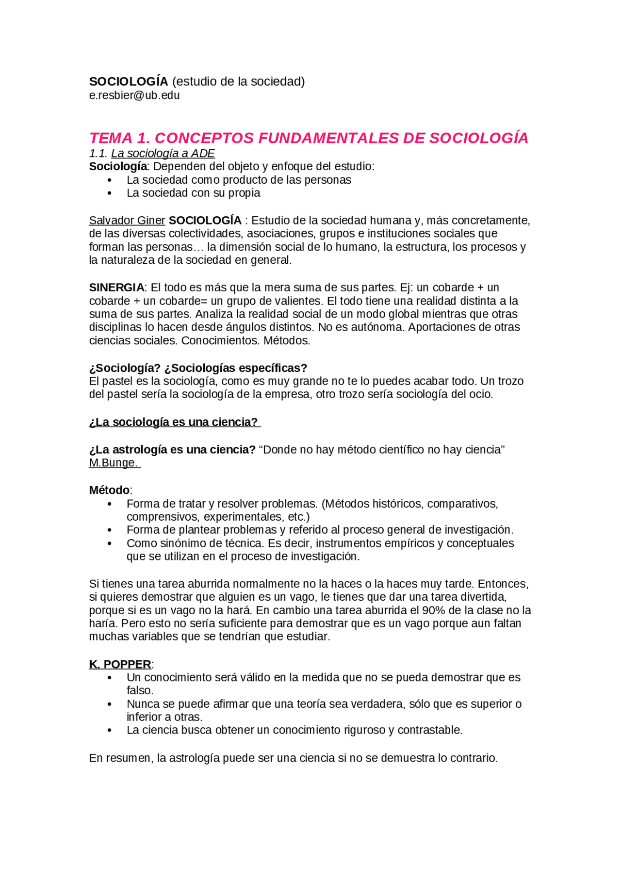 Sociologia Tema 1 Primer Curso Docsity