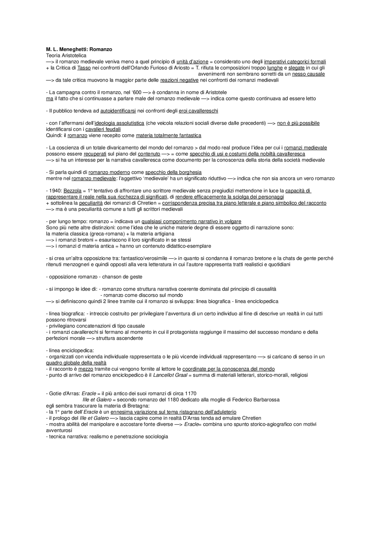 Riassunto Di Romanzo Di Meneghetti Docsity