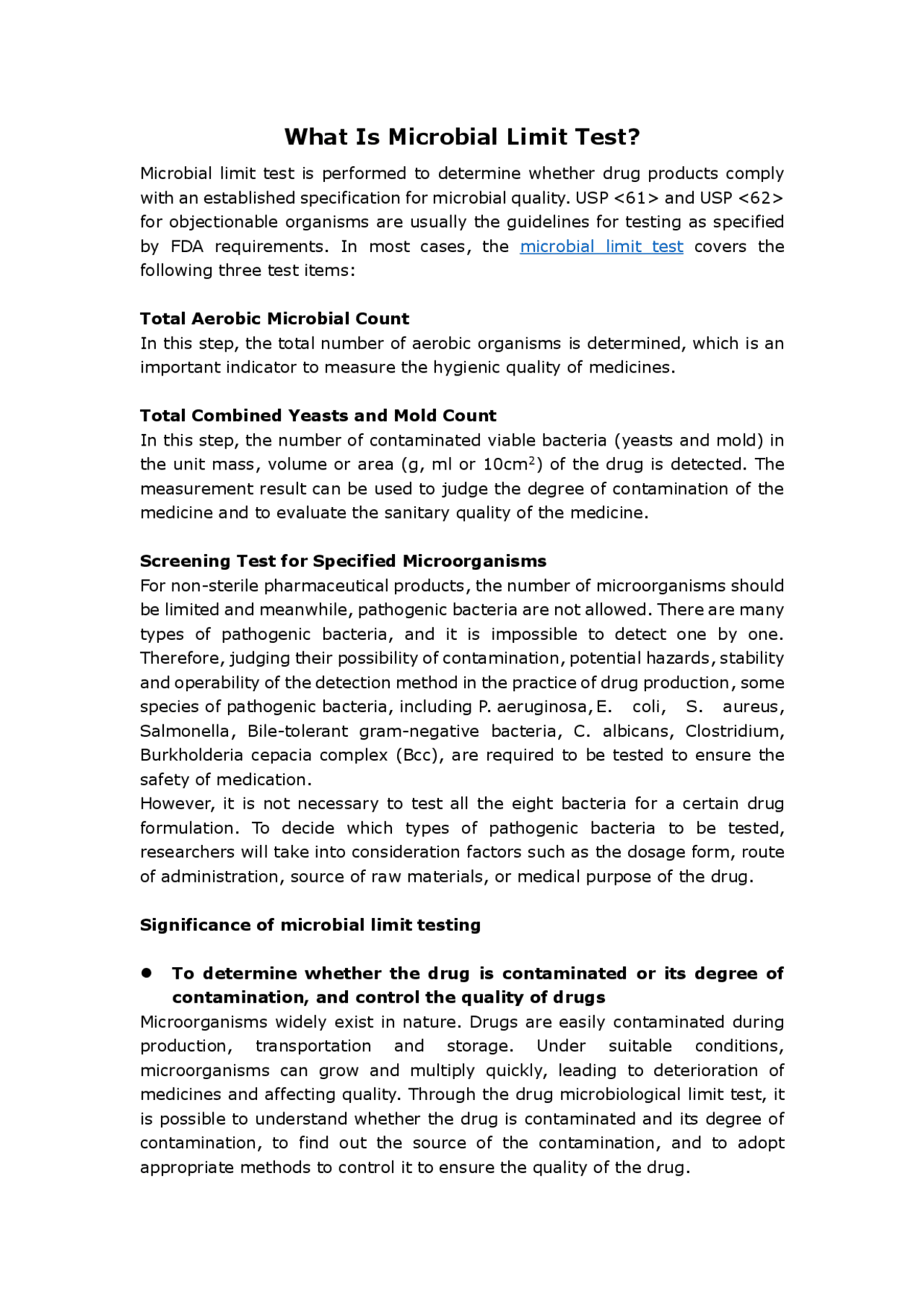 What Is Microbial Limit Test? - Docsity