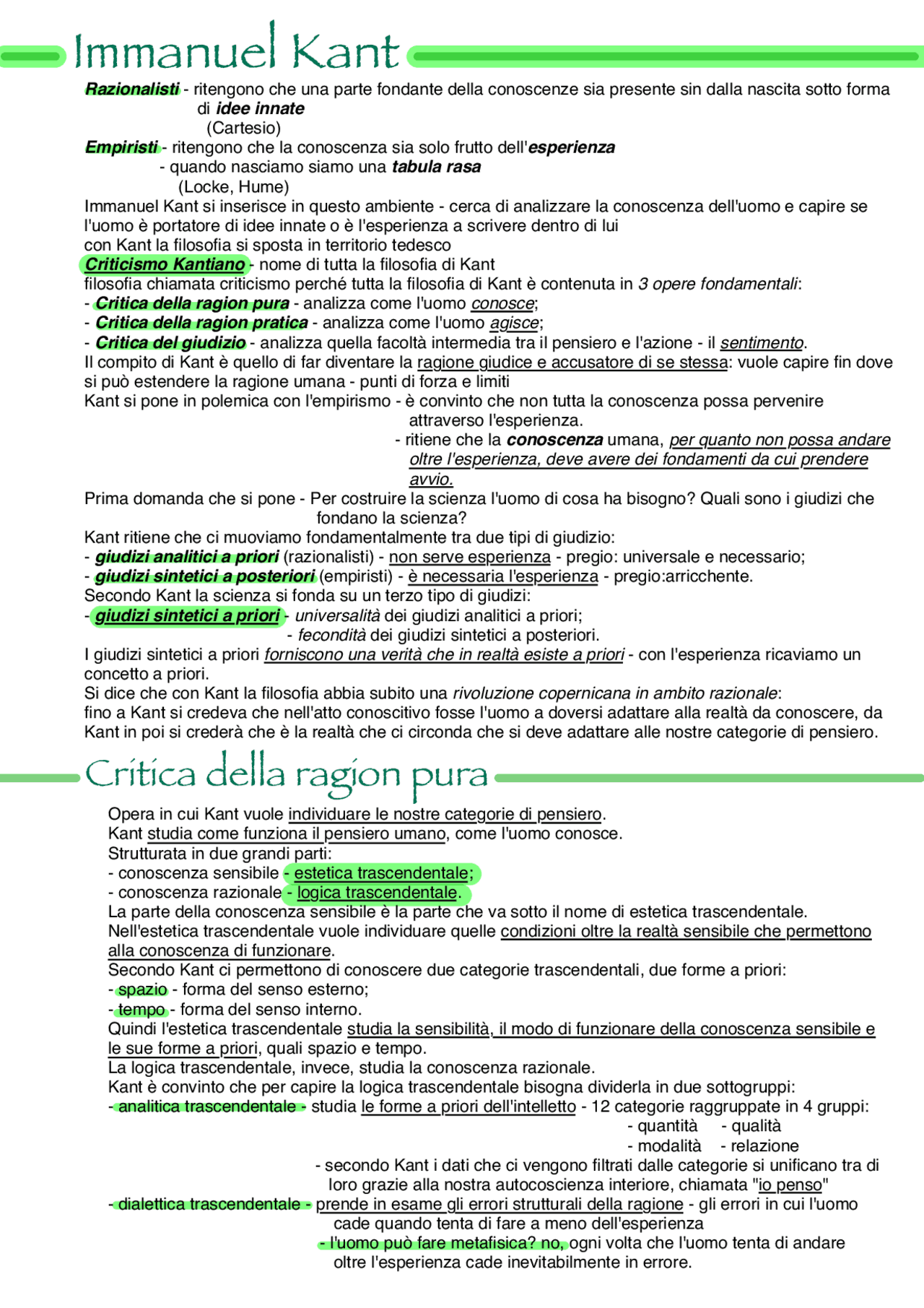 Immanuel Kant - Criticismo Kantiano - Docsity