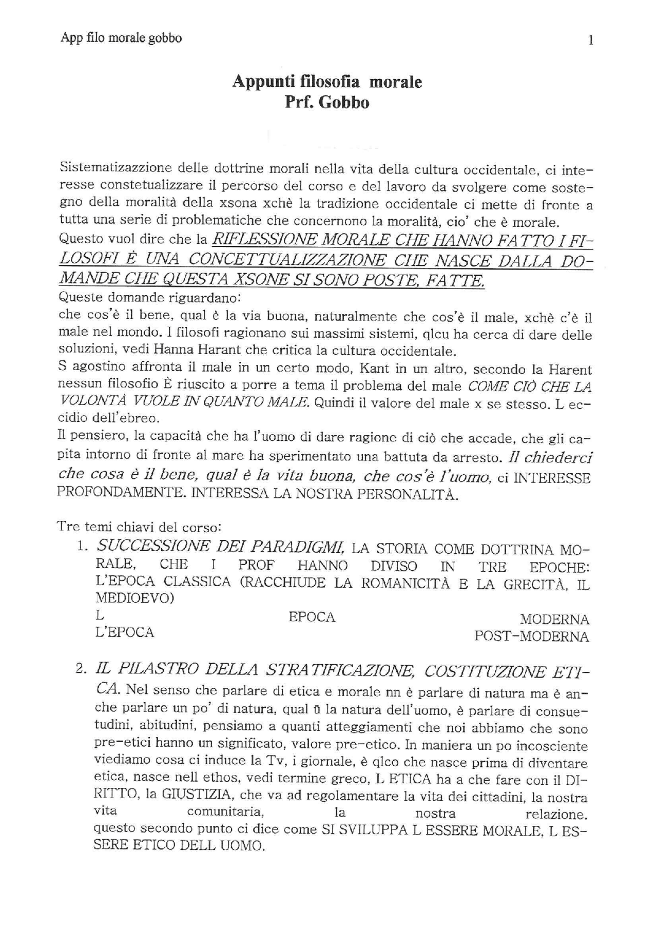 Filosofia Morale Appunti E Sintesi Docsity