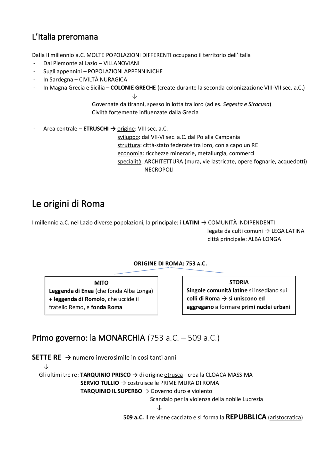 Sintesi Sulle Origini Di Roma Docsity