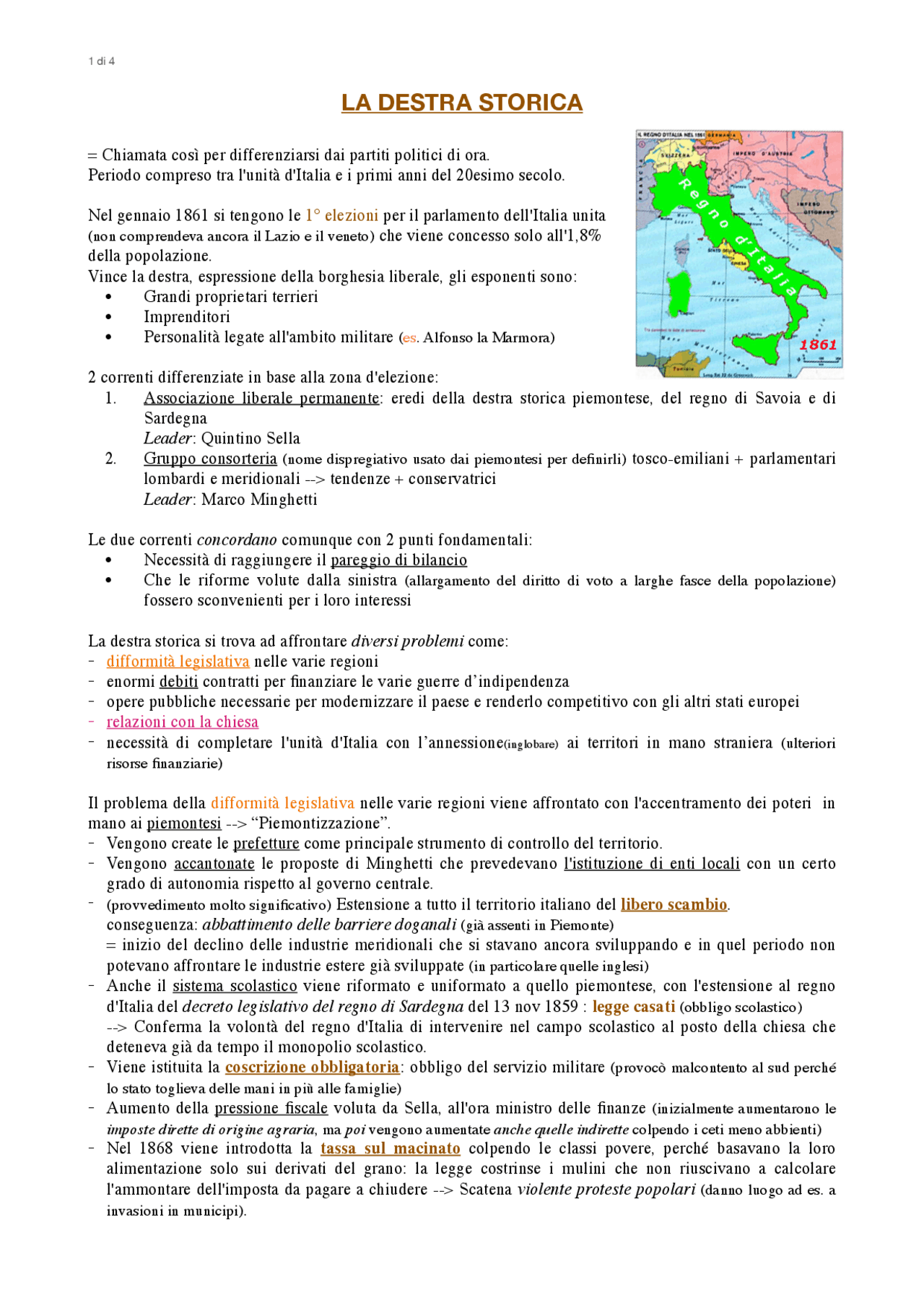 Destra E Sinistra Storica Docsity