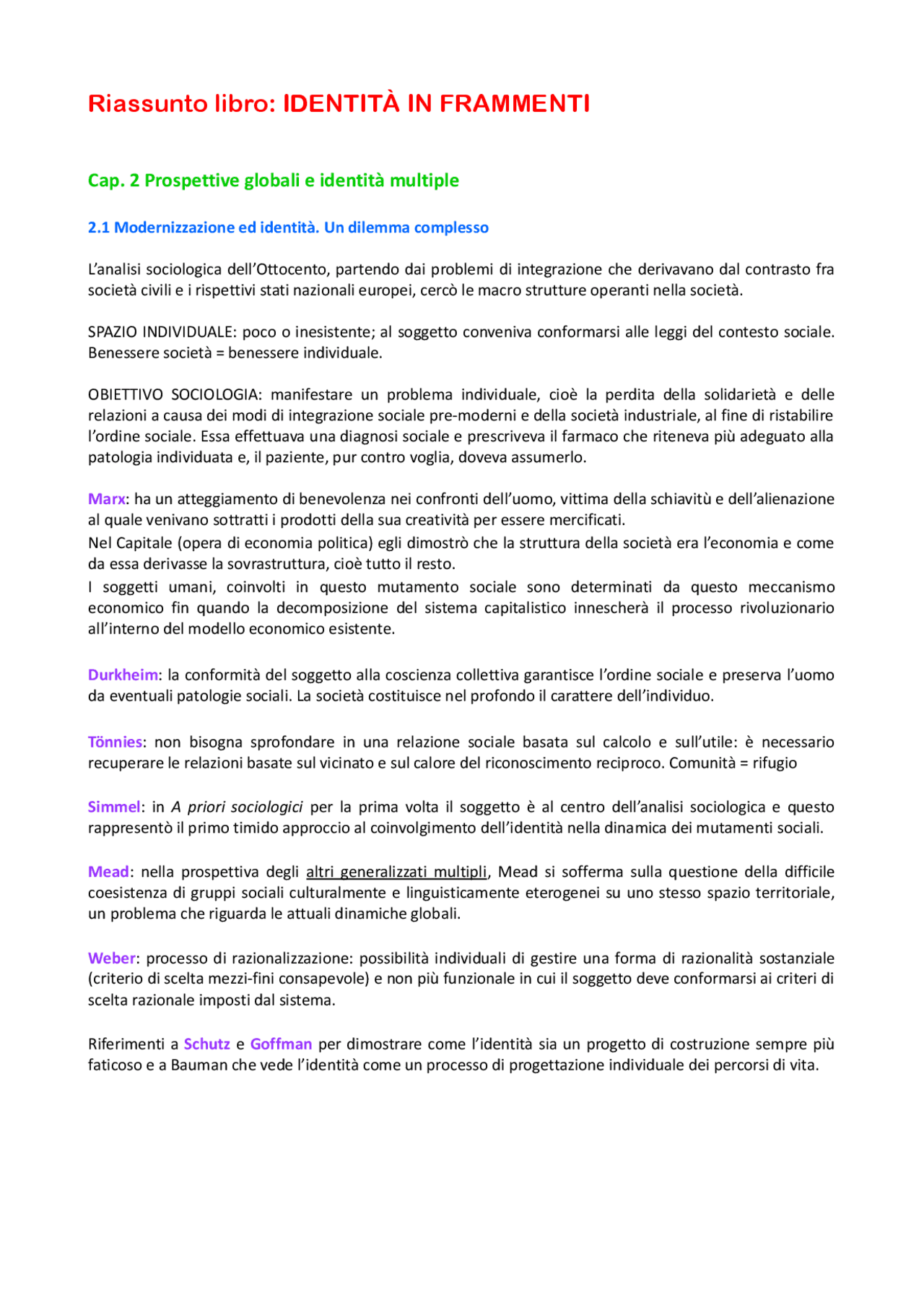 Identità In Frammenti Docsity
